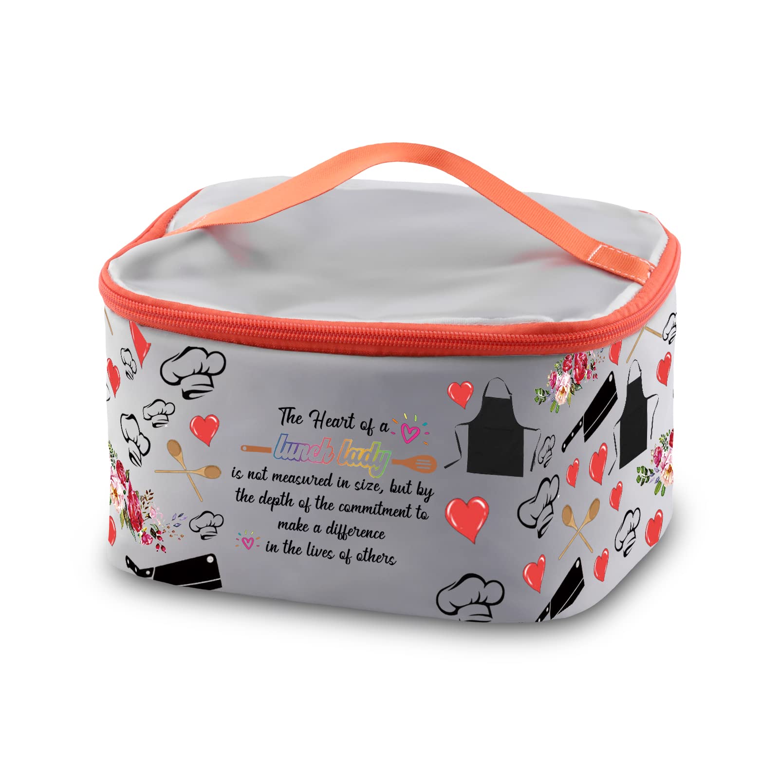 PXTIDY Lunch Lady Cosmetic Bag Lunch Lady Appreciation Gift Cook Lunch Lady Toiletry Case Lunch Server Gift Cafeteria Worker Travel Organizer (grey-LT)