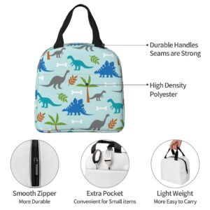 IOFNG Blue Cartoon Dinosaur Lunch Bag Men's Leakproof Cooler Lunch Box Portable Lunch Box for Work Picnic Camping