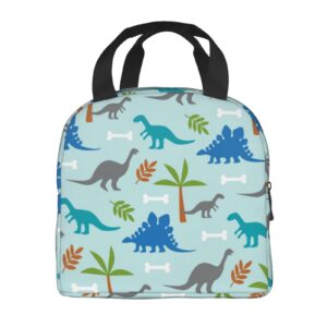 IOFNG Blue Cartoon Dinosaur Lunch Bag Men's Leakproof Cooler Lunch Box Portable Lunch Box for Work Picnic Camping