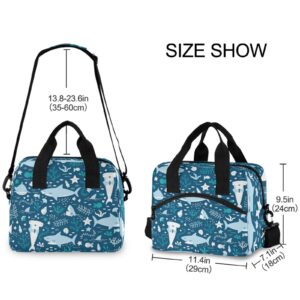 ALAZA Cute Sharks Lunch Bags for Women Leakproof Crossbody Lunch Bag Lunch Cooler Bag with Shoulder Strap(226be8a)