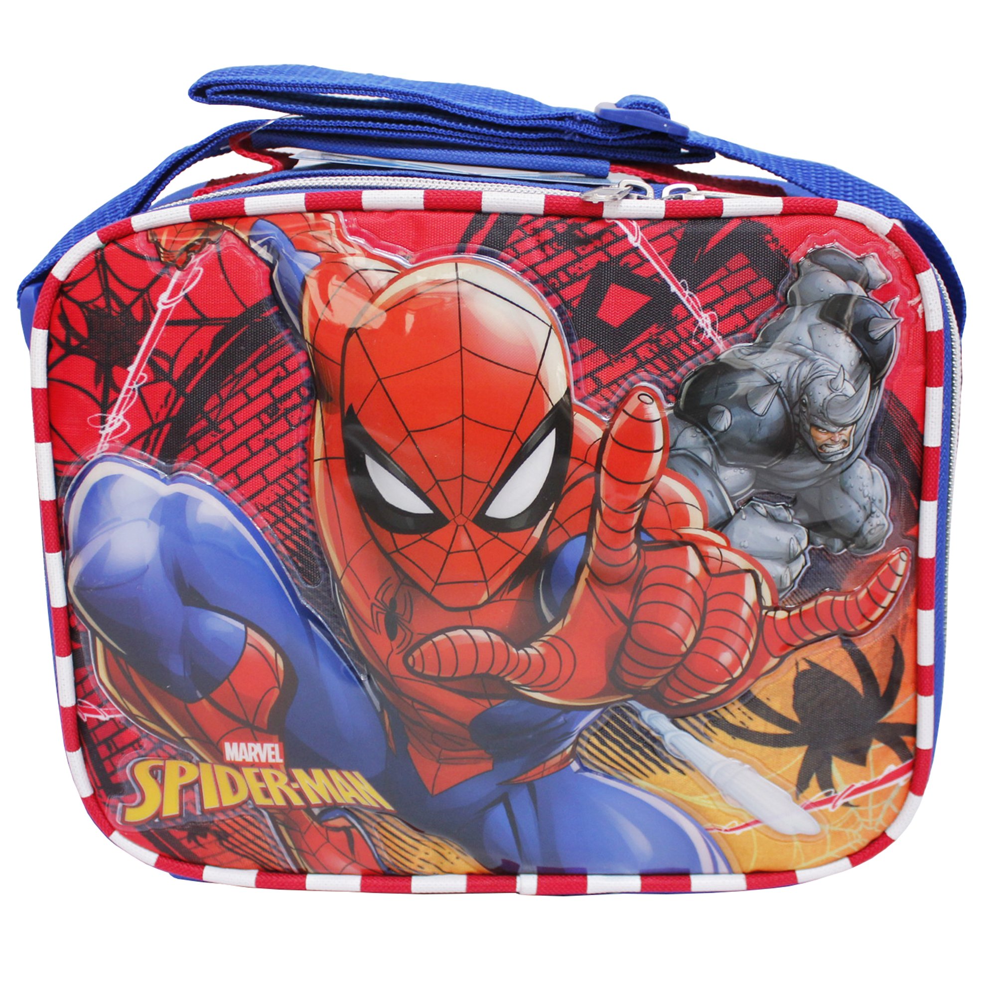 Marvel Spiderman & Rhino Red White & Blue Insulated Lunch Box Bag