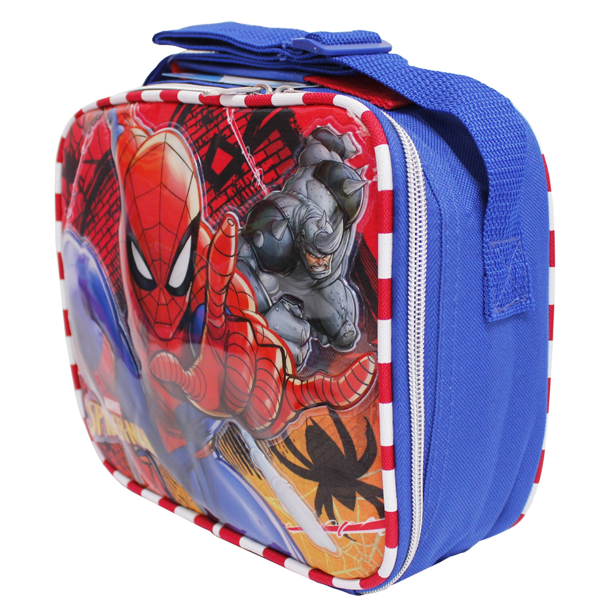 Marvel Spiderman & Rhino Red White & Blue Insulated Lunch Box Bag