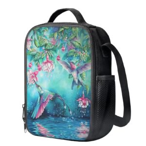 ZFRXIGN Hummingbird Flower Lunch Box Cute Lunch Bog, Coolers, Beach Bags and Picnic Tote Insulated Cooler Totes Tropical Hibiscus Lunch Holder Teal