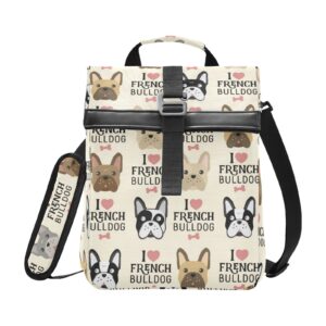 lunch bag cooler bag thermal insulated men women travel school work cute french bulldog portable beach shoulder strap