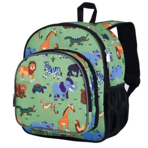 Wildkin 12 Inch Backpack and Lunch Box Bag Bundle with 16 Ounce Reusable Water Bottle (Wild Animals)