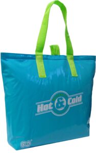 cyma insulated tote bag, 15" wx12 h+3" bg