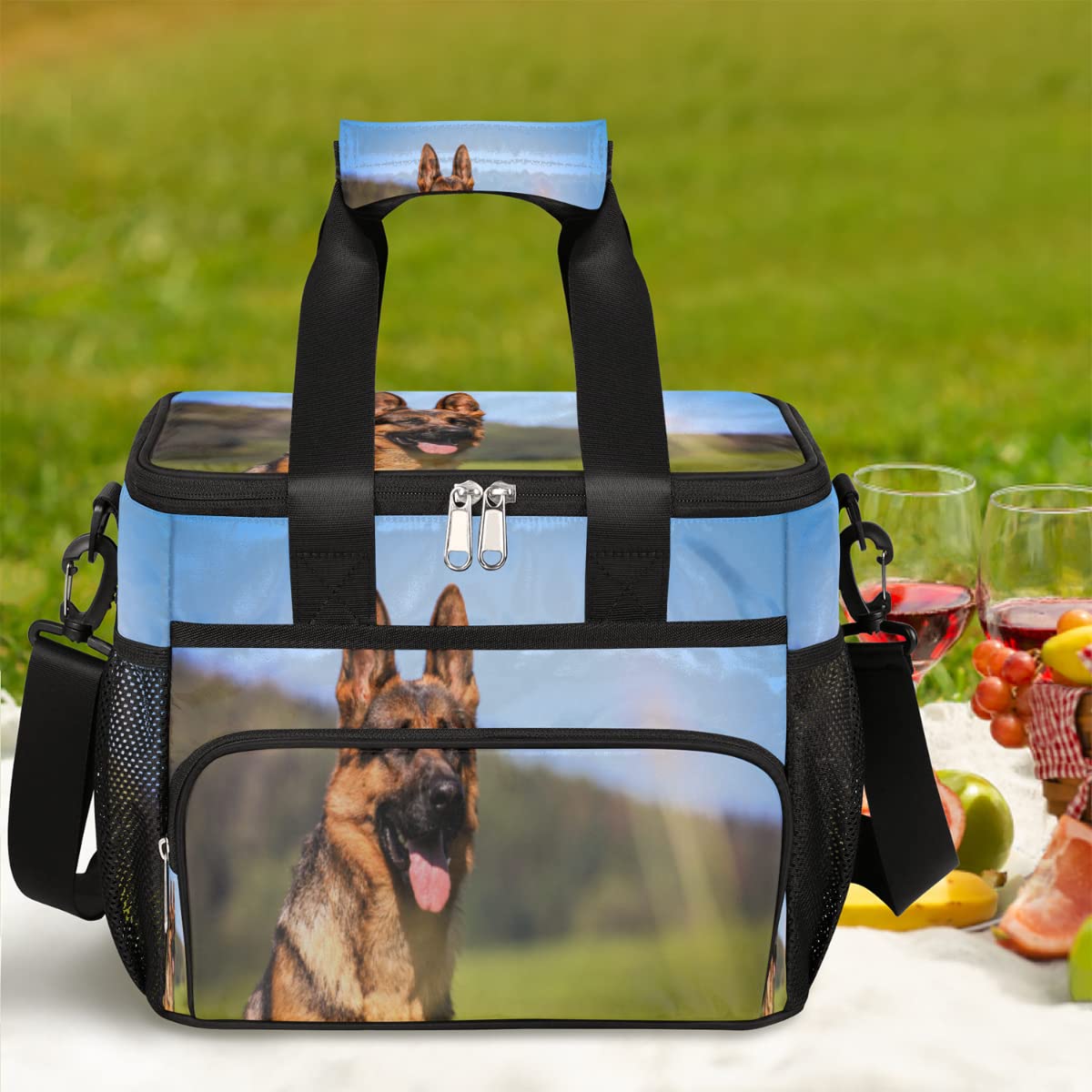 Bardic Cooler Lunch Bag German Shepherd Dog Insulated Lunch Box Grocery Bag Travel Cooler ，24-Can (15L)