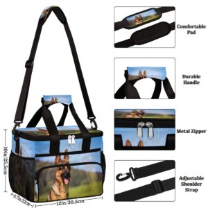 Bardic Cooler Lunch Bag German Shepherd Dog Insulated Lunch Box Grocery Bag Travel Cooler ，24-Can (15L)