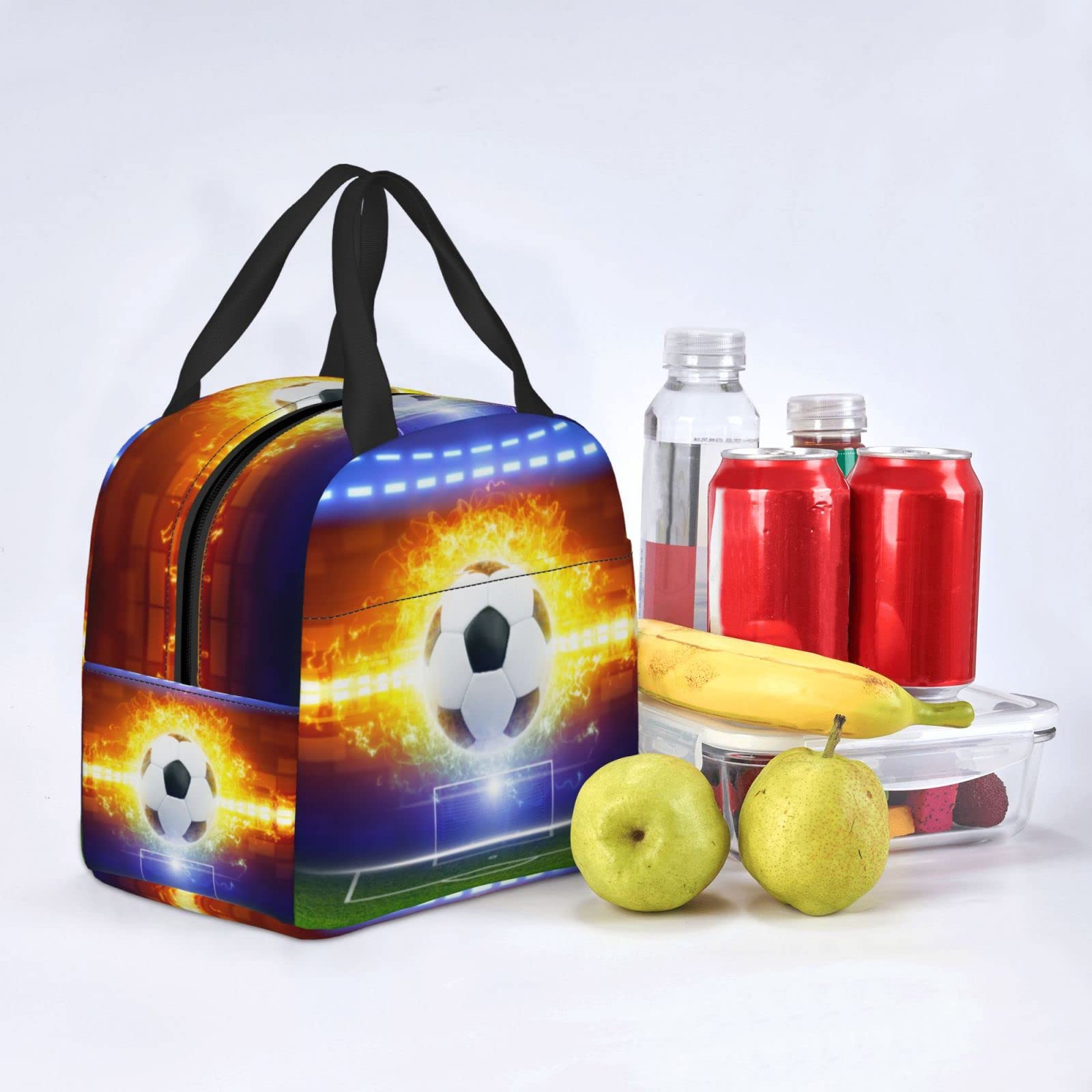 Echoserein Cool Soccer Ball Lunch Bag Fun Insulated Lunch Box Reusable Lunchbox Waterproof Portable Lunch Tote For Men Women Girls Boys