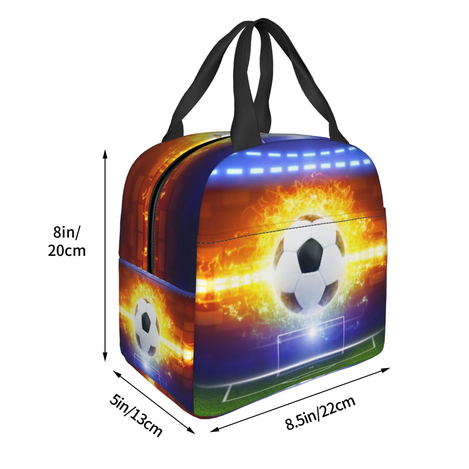 Echoserein Cool Soccer Ball Lunch Bag Fun Insulated Lunch Box Reusable Lunchbox Waterproof Portable Lunch Tote For Men Women Girls Boys