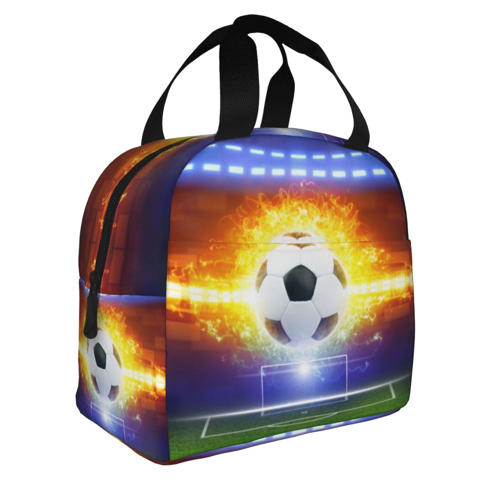 Echoserein Cool Soccer Ball Lunch Bag Fun Insulated Lunch Box Reusable Lunchbox Waterproof Portable Lunch Tote For Men Women Girls Boys