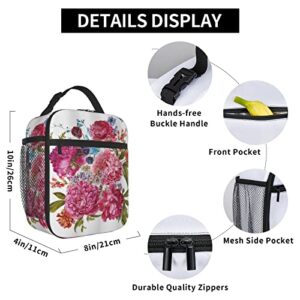 Rportable Lunch Bag For Women/Men Insulated,Gentle Summer Flora Hyacinths Blackberry And Peonies Victorian Ve,Insulatedreusable Lunch Box For Office Work School Picnic Beach,Leakproof Cooler Tote Bag