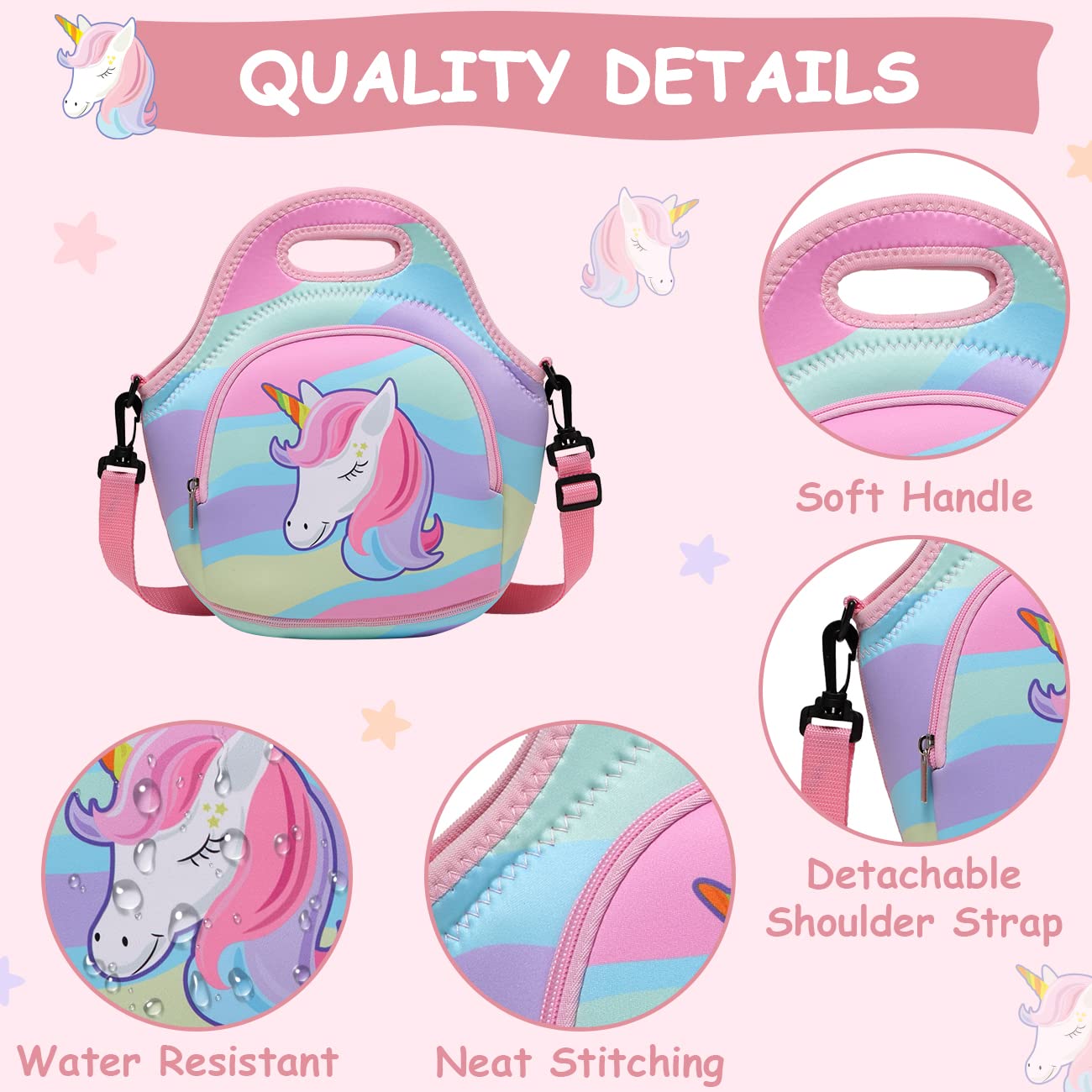 Chase Chic Cute Lightweight Unicorn Kids Backpack and Water Resistant Lunch Bag