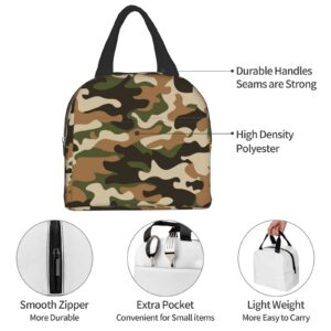 WJLKSJD Green Camo Durable Insulated Lunch Box for Teens, Resuable Camouflage Lunch Bag Women Men Applicable Work Picnic Travel