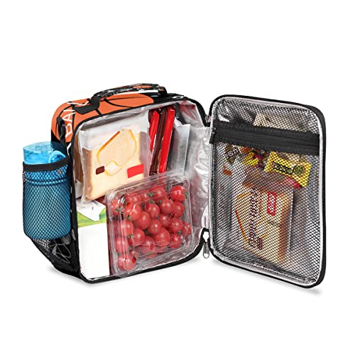 Lunch Box Basketball Player Pattern Reusable Insulated Lunch Bag Waterproof Portable Lunch Tote Bag with Adjustable Shoulder Strap for Women Men Work School