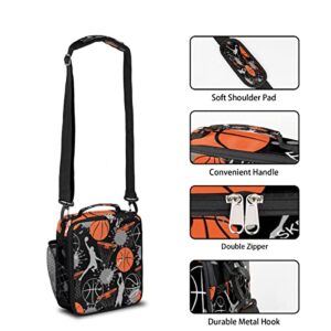 Lunch Box Basketball Player Pattern Reusable Insulated Lunch Bag Waterproof Portable Lunch Tote Bag with Adjustable Shoulder Strap for Women Men Work School