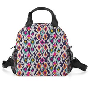 tribal aztec geometric art lunch bag, lunch box portable insulated lunch tote bag, thermal cooler bag for women work outdoor