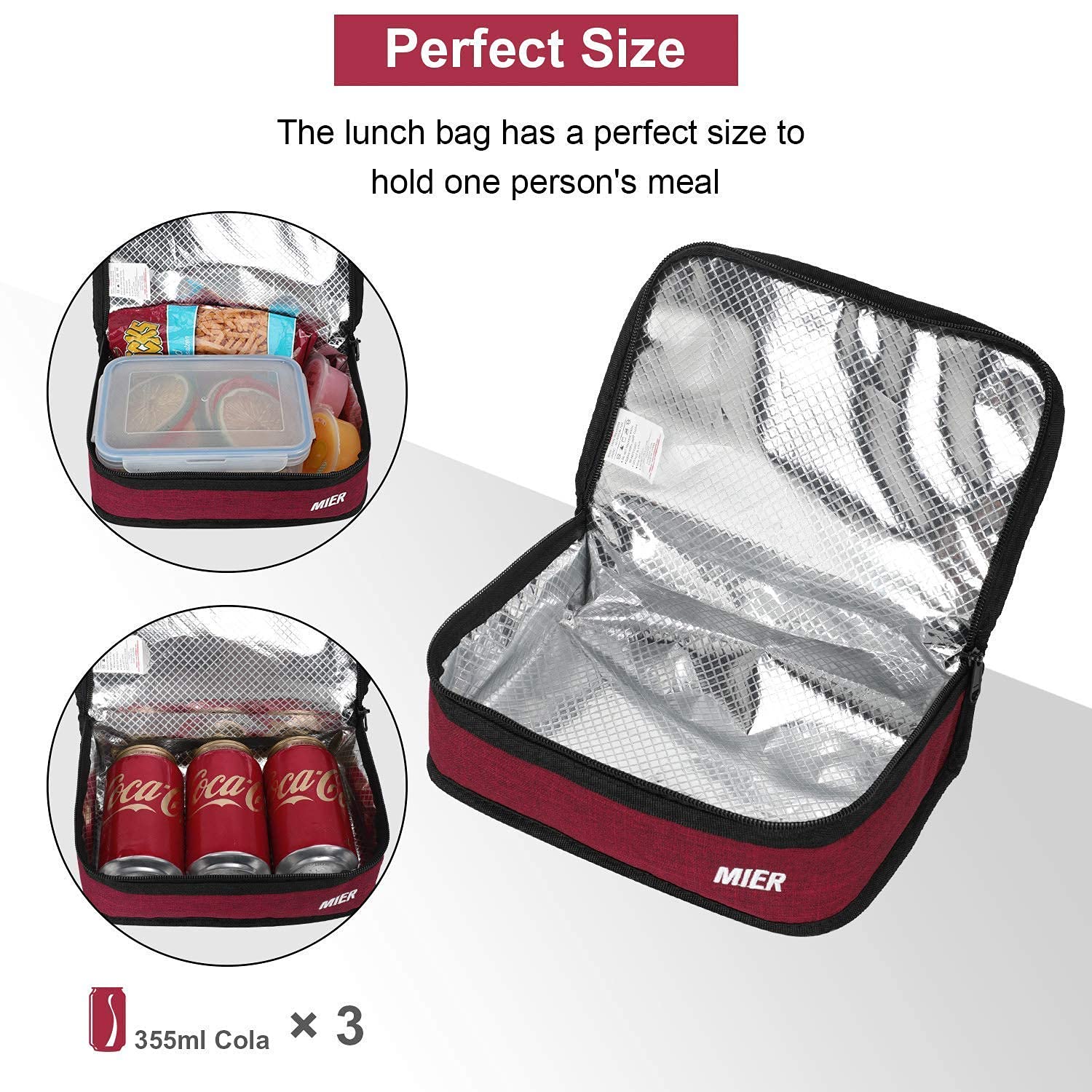 MIER Portable Thermal Insulated Cooler Bag Mini Lunch Bag for Kids