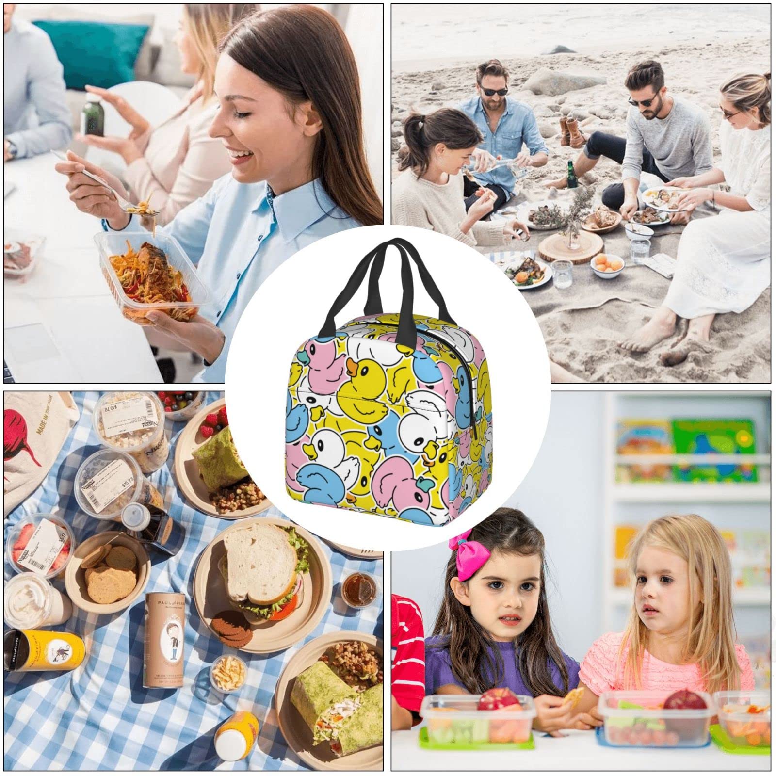 Echoserein Duck Lunch Bag Cute Insulated Lunch Box Reusable Lunchbox Waterproof Portable Lunch Tote For Women Men Girls Boys