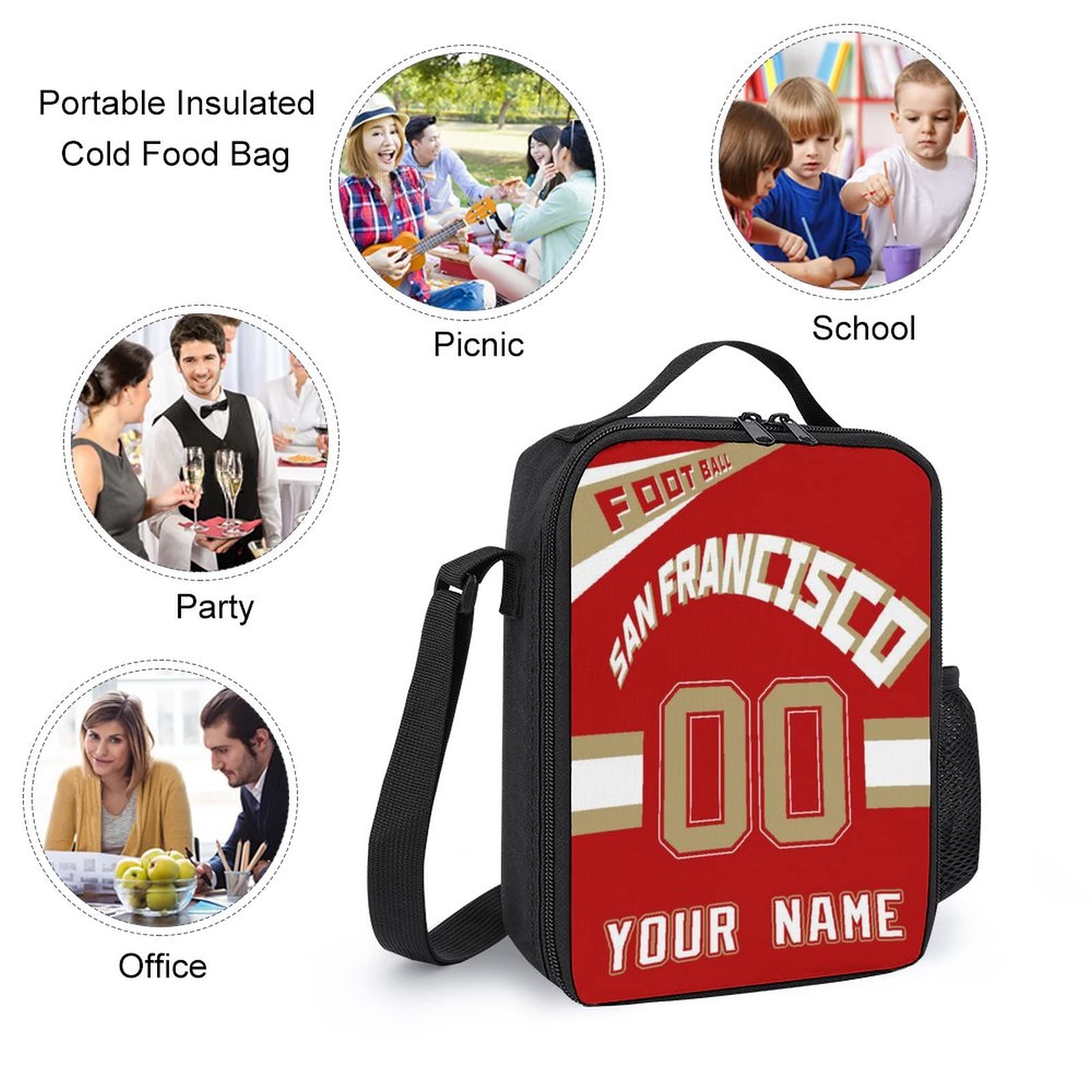 Personalized Custom Lunch Bag Box with Name Number Customized Reusable Insulated Lunch Tote Bag for Family Friends Office Picnic 32 Colors Gifts