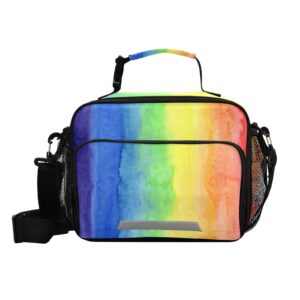 glaphy watercolor rainbow lgbt pride lunch bag, cooler lunch tote box insulated lunch bags food container for men women kids