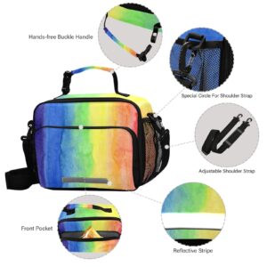 Glaphy Watercolor Rainbow LGBT Pride Lunch Bag, Cooler Lunch Tote Box Insulated Lunch Bags Food Container for Men Women Kids