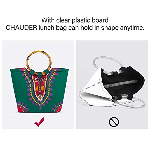 CHAUDER Insulated Neoprene Lunch Bag: Lunch Tote Carry Case Box Cooler Container with Zipper, Washable, Reusable, Perfect For Women To Office (Green)