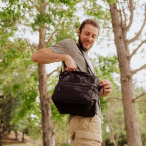 PICNIC TIME Tarana Insulated Lunch Bag made from Recycled Material, Lunch Box with Picnic Set, Upcycled Lunch Cooler Bag, (Carbon Black)