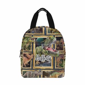 interestprint personalized dino lunch box bag custom 3d print dinosaur lunch tote bags with name customized lunchbox bag for men women