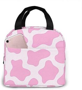 lunch bag pink cow print lunch box insulated bag tote bag for men/women work travel