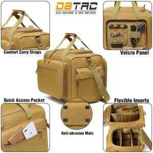 DBTAC Range Bag 4+ Pistol Large Size (Tan) + Tactical Lunch Bag (Tan), Durable Material with adjustable shoulder strap, Multi-functional Design