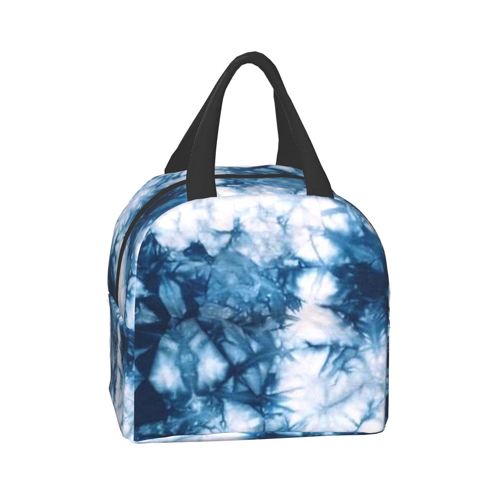 Blue Tie Dye Lunch Box Bento Travel Bag Picnic Tote Bags Insulated Durable Container Shopping Bag Reusable Waterproof Bags For Adult Women Men