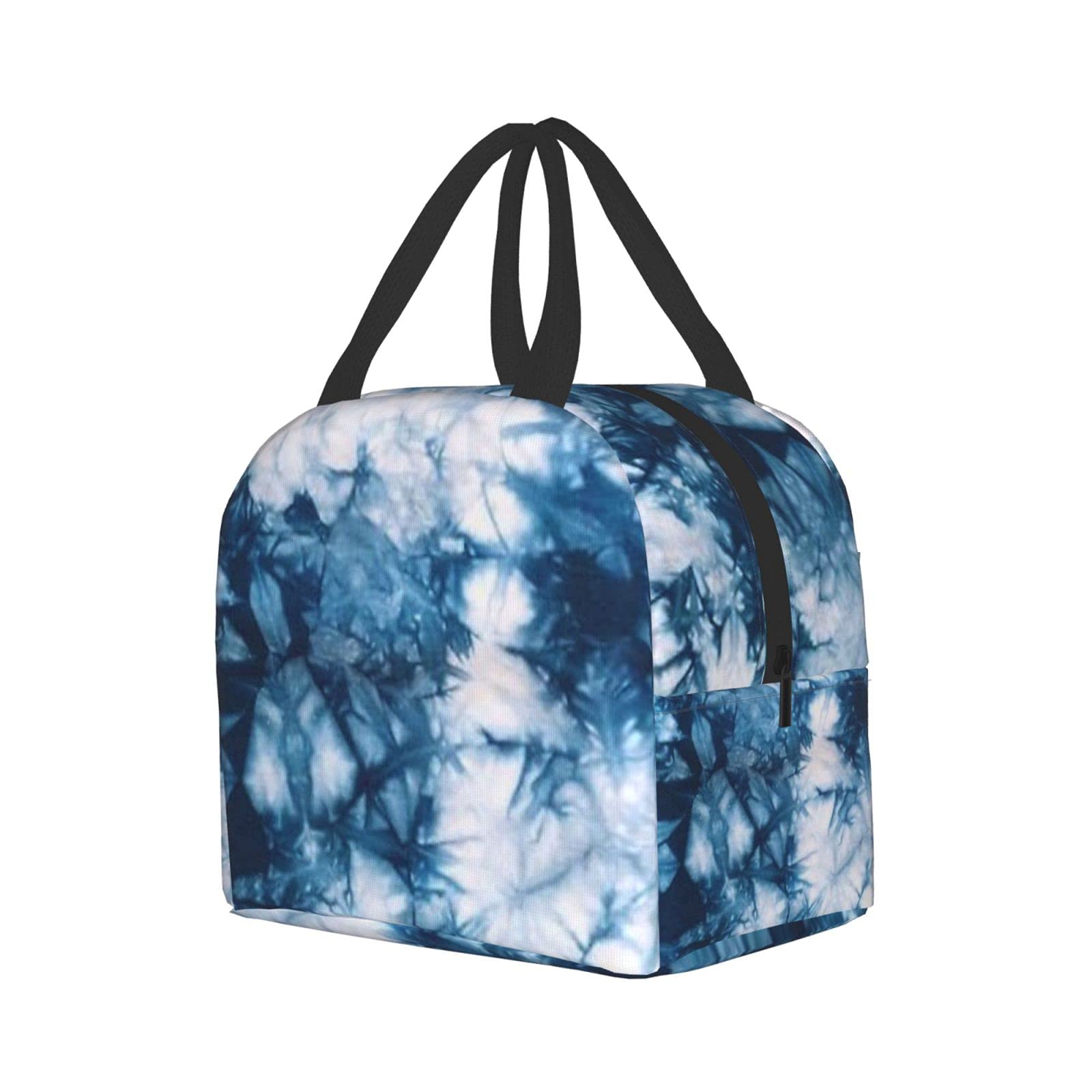 Blue Tie Dye Lunch Box Bento Travel Bag Picnic Tote Bags Insulated Durable Container Shopping Bag Reusable Waterproof Bags For Adult Women Men