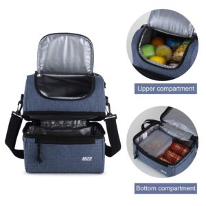 MIER Portable Thermal Insulated Cooler Bag Mini Lunch Bag and 2 Compartment Lunch Bag