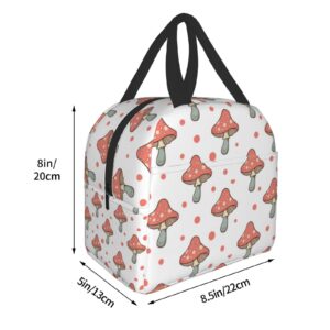 Ucsaxue Retro Cute Mushroom Lunch Bag Small Insulated Lunch Box with Front Pocket Kawaii Lunch Bags for Girls Boys Freezable Bento Box Women Men Lunch Boxes