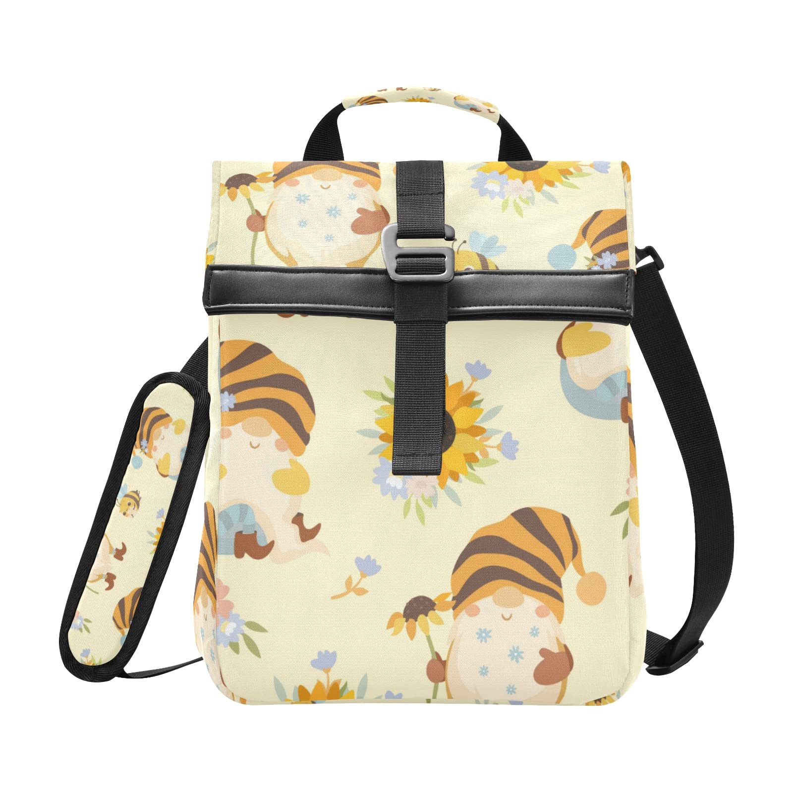 panksolu Sunflowers Bees Gnomes Lunch Bags for Women Insulated Leakproof Lunch Box Reusable Cooler Tote Bag with Adjustable Shoulder Strap for Work School Picnic