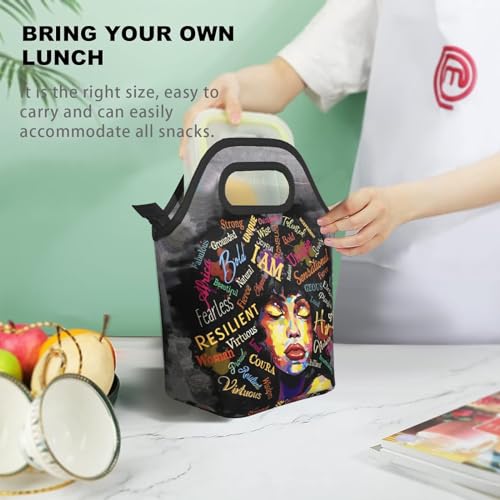 Lunch Bags For Black Women African American Lunch Box Afro Black Girl Lunch Tote Bag For Travel, Picnic, Work, School Reusable Insulated Cooler