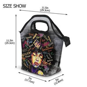 Lunch Bags For Black Women African American Lunch Box Afro Black Girl Lunch Tote Bag For Travel, Picnic, Work, School Reusable Insulated Cooler