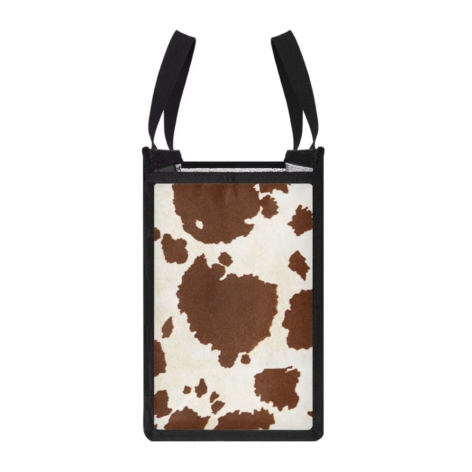 TODIYADDU Brown Cow Print Lunch Insulated Bags for Women with Shoulder Straps Waterproof Bento Box Tote Bag Reusable Lunch Box Packaging Custom School Lunch Bags