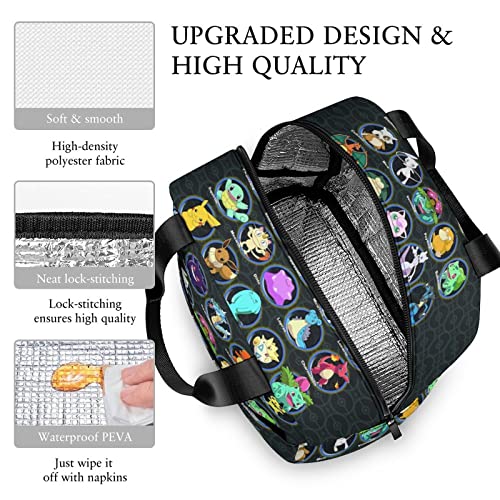 YIOHONMN Anime Lunch Bag, Reusable Cute Lunch Box Insulated Kids Cooler Tote Bag Multi-functional School Lunch Container for Teen Boys Girls