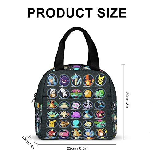 YIOHONMN Anime Lunch Bag, Reusable Cute Lunch Box Insulated Kids Cooler Tote Bag Multi-functional School Lunch Container for Teen Boys Girls