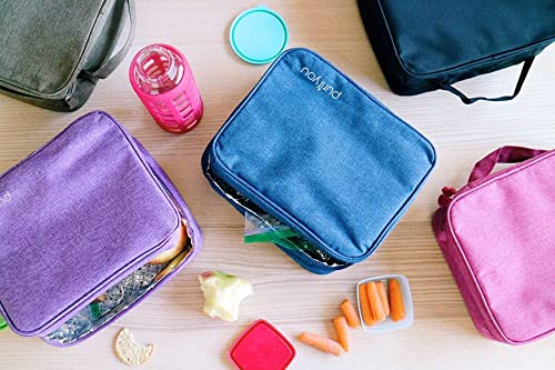 purifyou Classic Insulated Lunch Box - Compact, Easy Wash, Smooth Zipper & Lightweight - Tote Bag & Container, Lunch Bag for Men, Women, Adults (Ladies, Red)