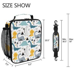 Cute Dinosaurs Lunch Box Forest Dinosaur Insulated Lunch Bag Dino Tree Reusable Cooler Meal Prep Bags Lunch Tote with Shoulder Strap for Office Adults School Kids Girls Boys Teens