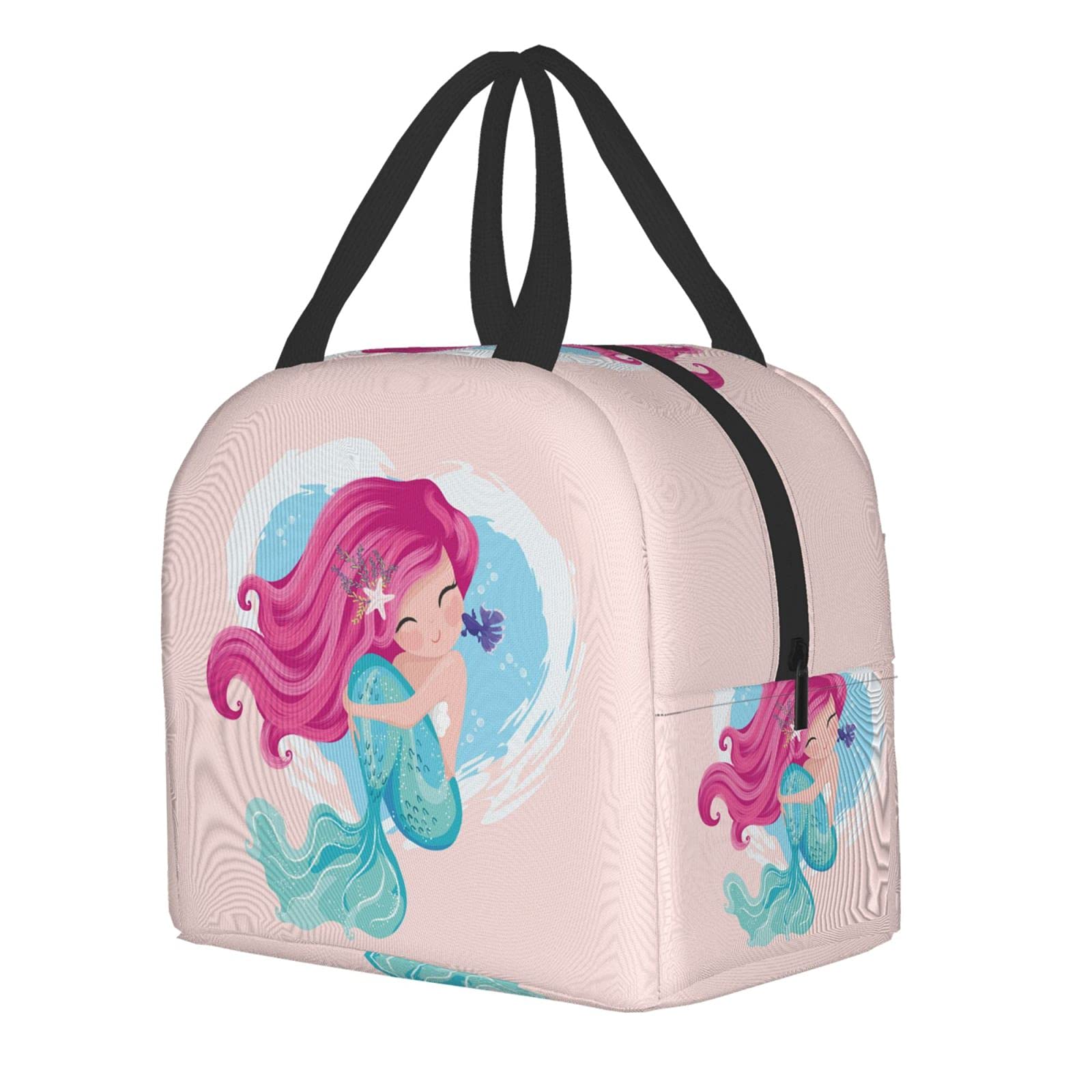 PrelerDIY Mermaid Girl Lunch Box - Insulated Lunch Bags for Women/Men Reusable Lunch Tote Bags, Perfect for Office/Camping/Hiking/Picnic/Beach/Travel