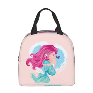 PrelerDIY Mermaid Girl Lunch Box - Insulated Lunch Bags for Women/Men Reusable Lunch Tote Bags, Perfect for Office/Camping/Hiking/Picnic/Beach/Travel