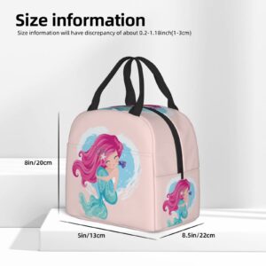 PrelerDIY Mermaid Girl Lunch Box - Insulated Lunch Bags for Women/Men Reusable Lunch Tote Bags, Perfect for Office/Camping/Hiking/Picnic/Beach/Travel