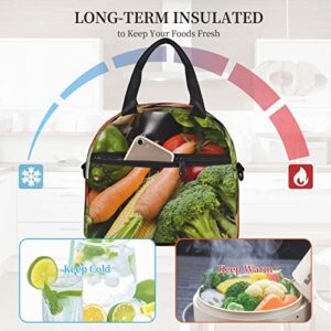 LYNSAY Nutritious Vegetables Printed Lunch Bag, Lightweight And Durable, Adjustable Shoulder Strap, Reusable Lunch Handbag, Portable Refrigerated Bag