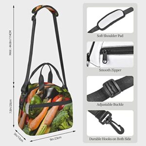 LYNSAY Nutritious Vegetables Printed Lunch Bag, Lightweight And Durable, Adjustable Shoulder Strap, Reusable Lunch Handbag, Portable Refrigerated Bag