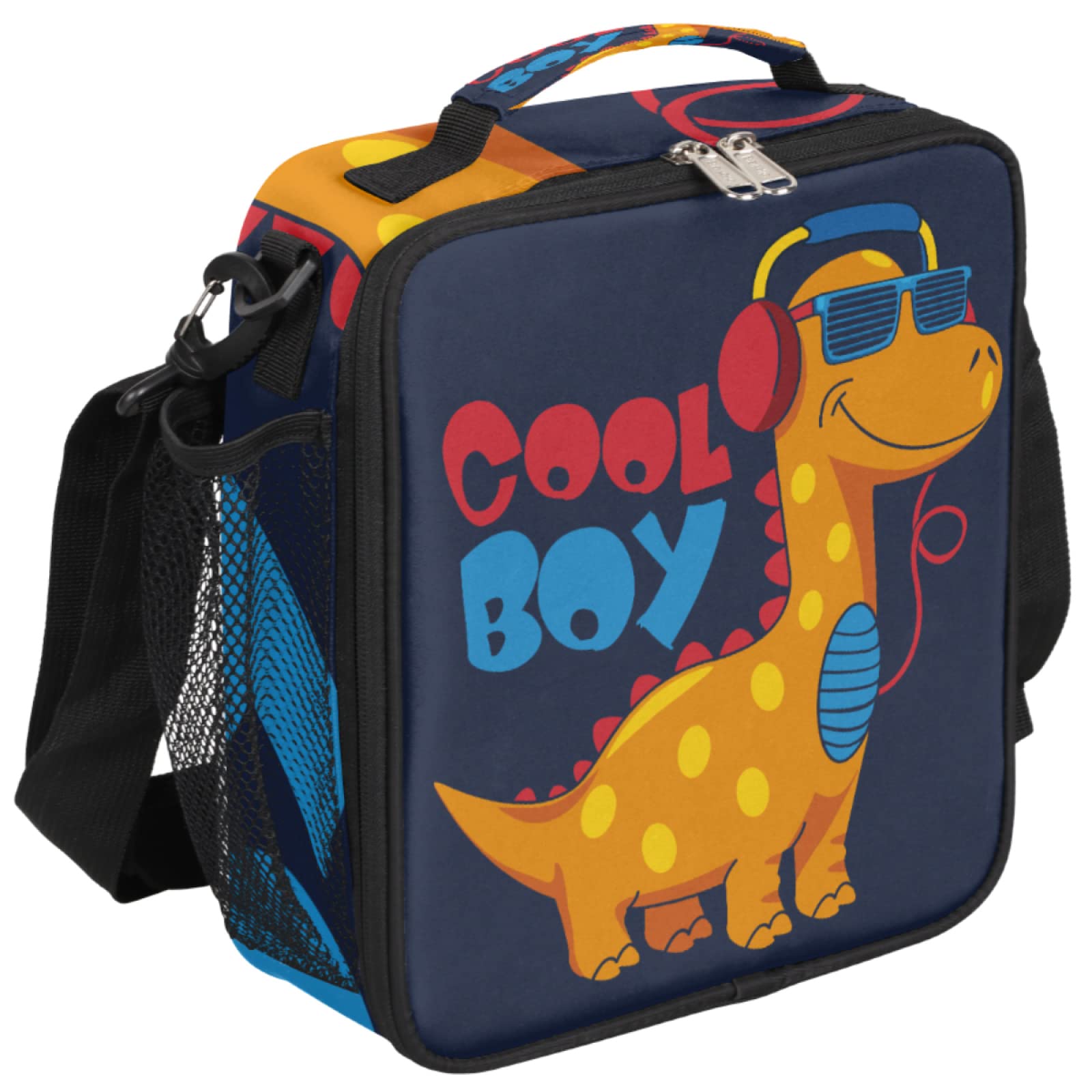 TropicalLife Lunch Bag for Boys, Reusable Cute Lunch Box Insulated Kids Cooler Tote Bag with Adjustable Shoulder Strap School Lunch Container for Toddler Kids Teen Girls (Cool Dinosaur)