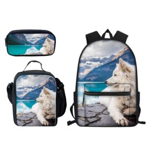 beauty collector cool wolf backpacks boys school bag set personalized for teens book bags with lunch bag and pencil case